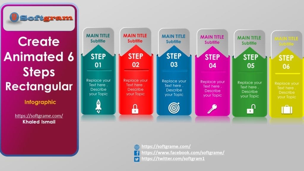 Create Animated 6 Steps Rectangular Infographic - softgram