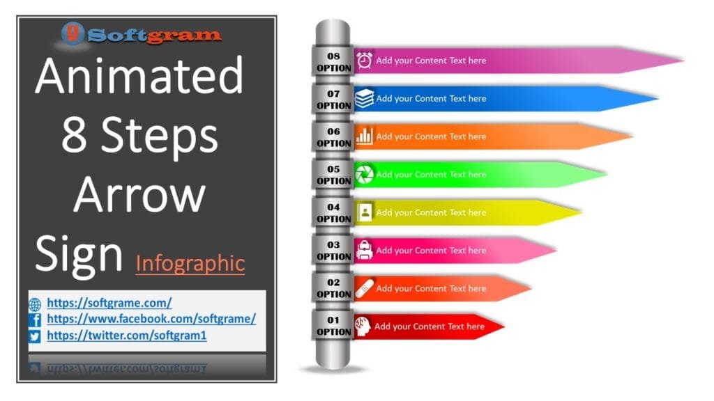 Create Animated 8 Steps Arrow signs Infographic - softgram