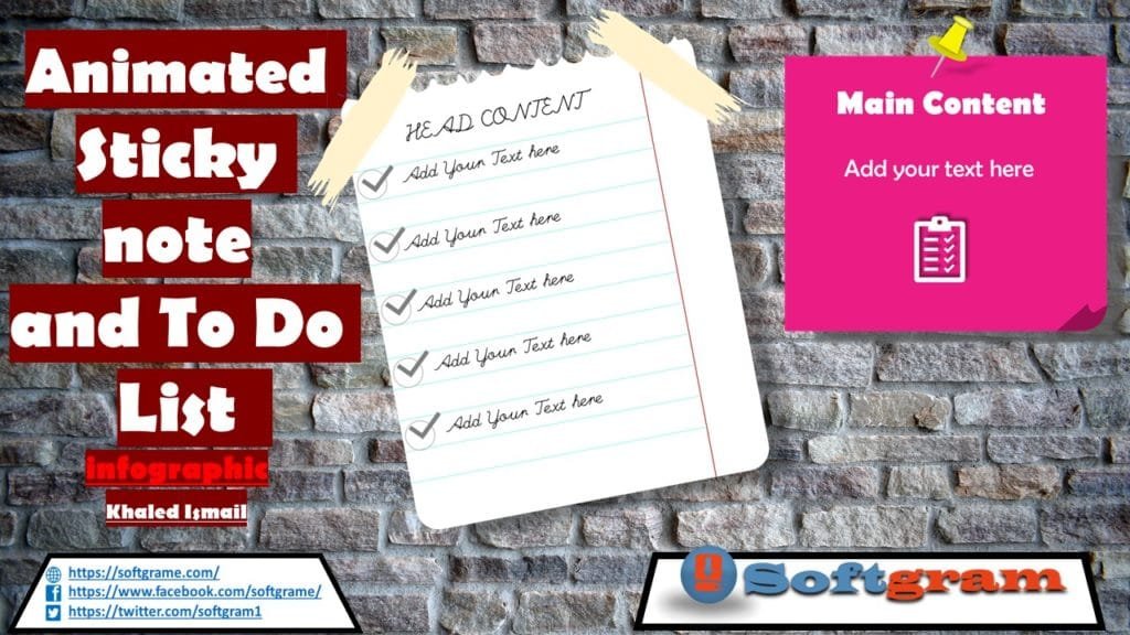 Animated Sticky note and Actions to Do list Infographic - softgram