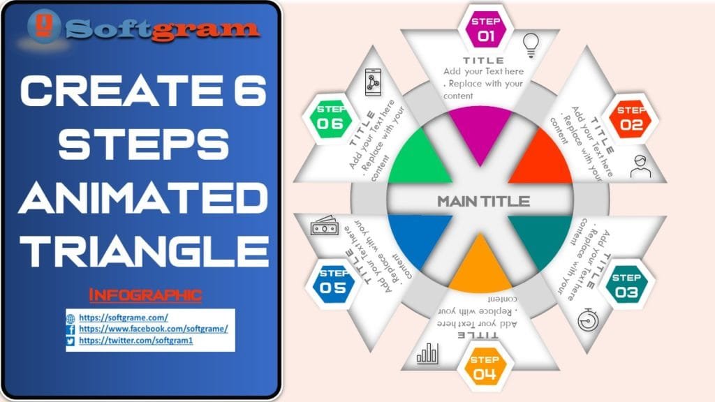Created Animated 6 Steps triangle Infographic - softgram