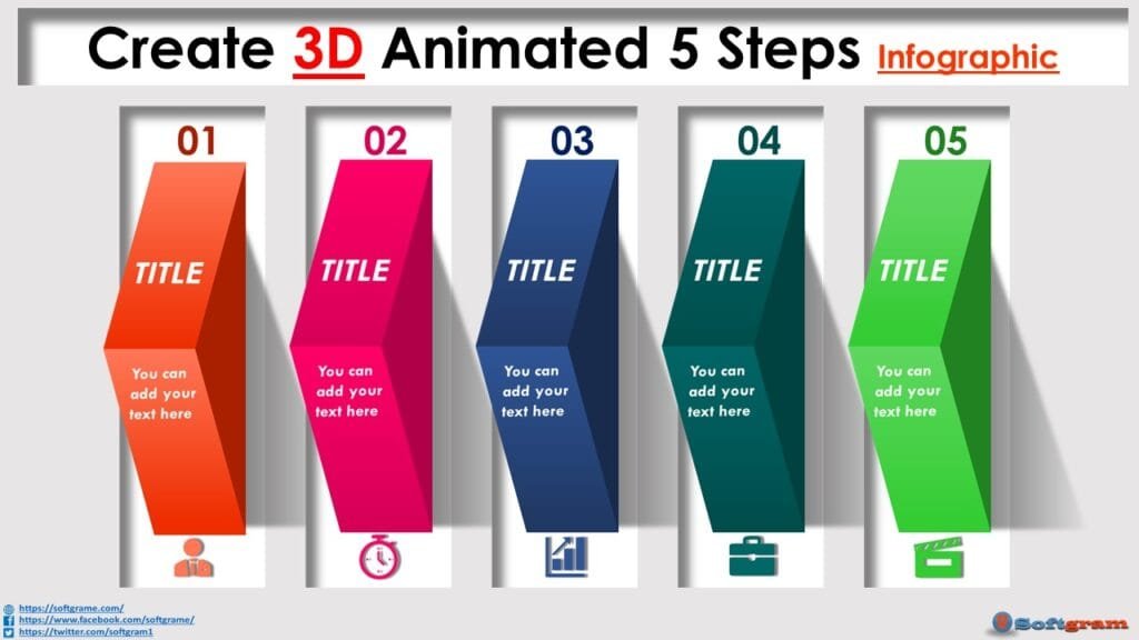 Create 3 D Animated 5 Steps Infographic - softgram